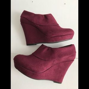 Mossimo Supply Co. | Shoes | Mossimo Merlot Zip Wedge Platform Bootie ...